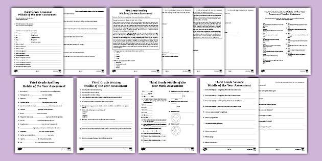 Third Grade Middle of the Year Assessment Pack - Twinkl