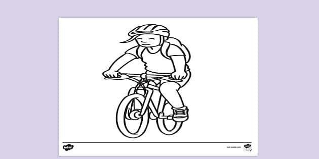 Girl Cycling Colouring | Colouring Sheets (teacher made)
