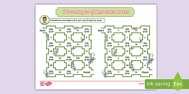 👉 Percentages of Amounts Maze Activity - Maths - KS2 - Twinkl