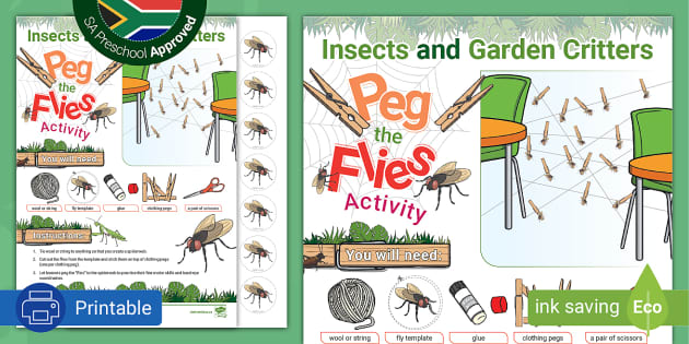 Insects and Garden Critters Peg the Flies Activity