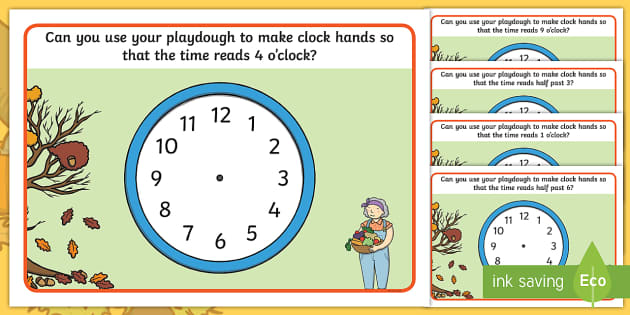 Autumn-Themed Time Modelling Dough Mats (teacher made)