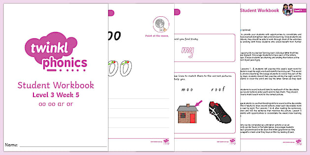 'oo, oo, ar, or' Level 3 Week 5 Phonics Workbook