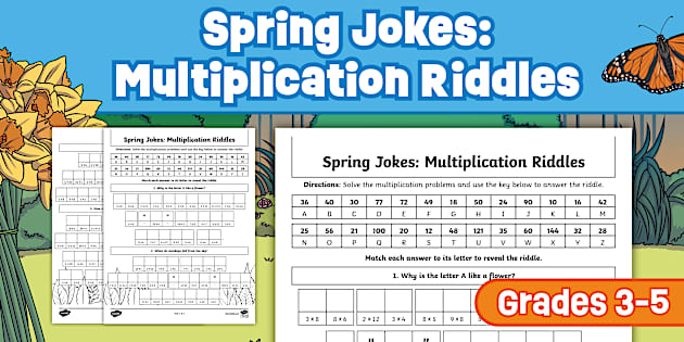 Spring Jokes: Multiplication Riddles for 3rd-5th Grade