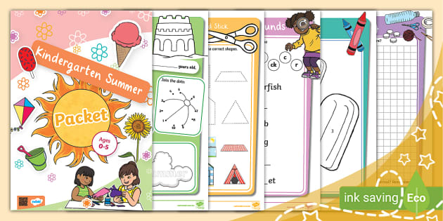 Kindergarten Summer Packet - Activity Book for Kids - Twinkl