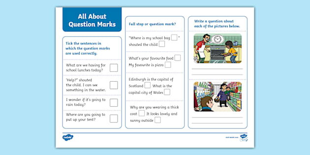 All About Question Marks Assessment Mat (creat de profesori)