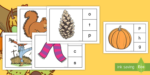 Fall Initial Sounds Clip Card Activity (teacher made)