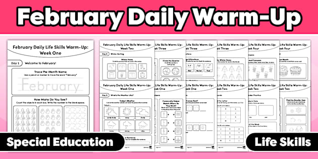 February Daily Life Skills Warm-Up Activities | Morning Work