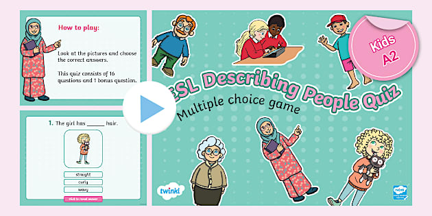 ESL Describing People Quiz for Kids (Lehrer gemacht)