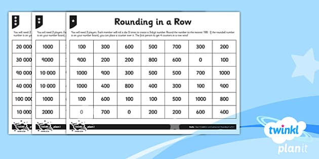 Rounding Numbers to 100, 1000 and 10 000 in a Row Differentiated Maths Game