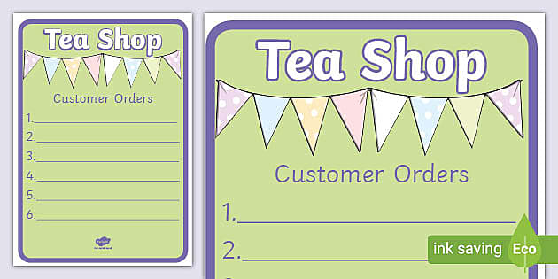 Editable Tea Shop Role Play Order Forms (teacher made)