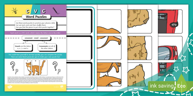 Word Puzzles: CVC Words (teacher made) - Twinkl