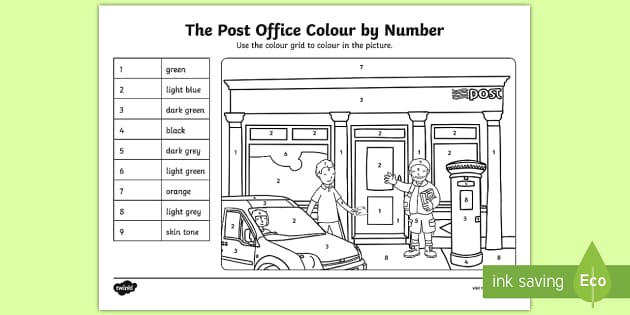 coloring pages post office