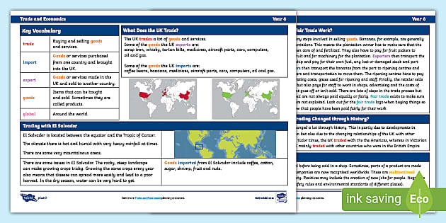 Geography Knowledge Organiser: Trade and Economics Y6