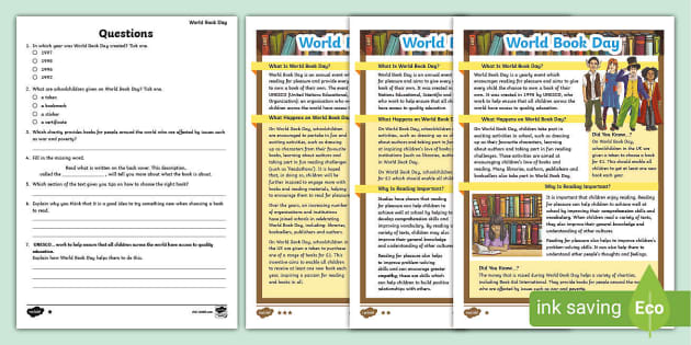 FREE! - UKS2 All About World Book Day Differentiated Reading Comprehension
