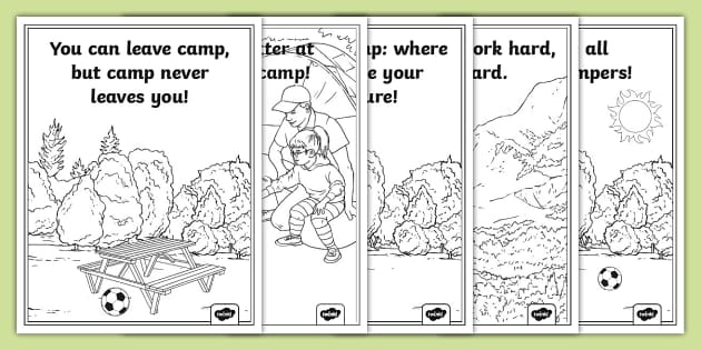Summer Camp Inspirational Quotes Coloring Posters - Twinkl
