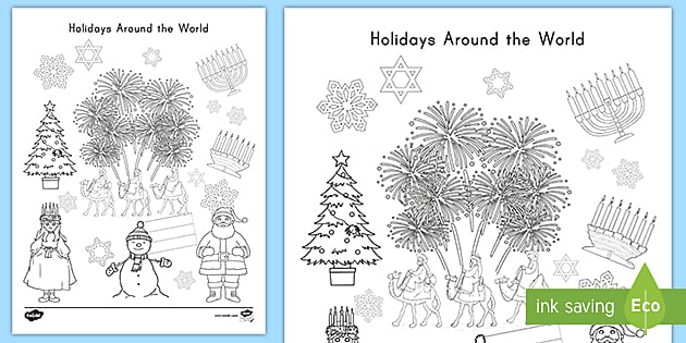 Holidays Around the World Coloring Sheet