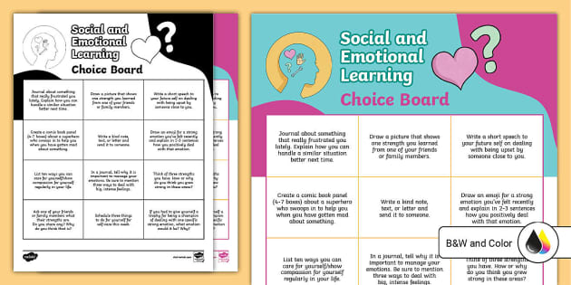 Fifth Grade Social Emotional and Learning Choice Board