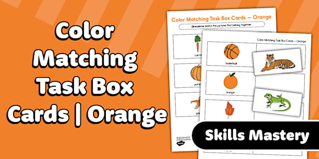 Color Matching Task Box Cards – Orange