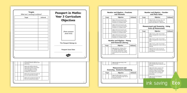 Year 3 Passport in Maths: Australian Curriculum Checklist