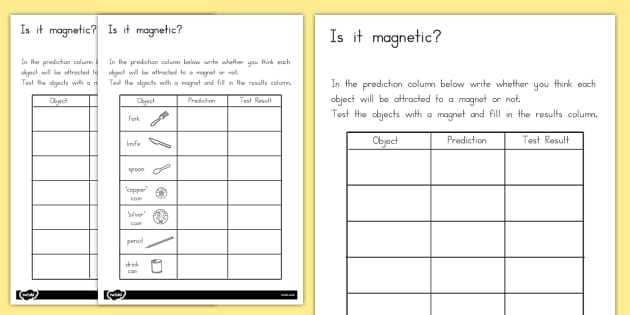 Magnetic Objects Worksheet (Hecho por educadores) - Twinkl Magnetic Objects Worksheet (Hecho por educadores) - Twinkl