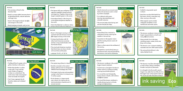 * NEW * KS2 Brazil Fact Cards - Geography (teacher made)