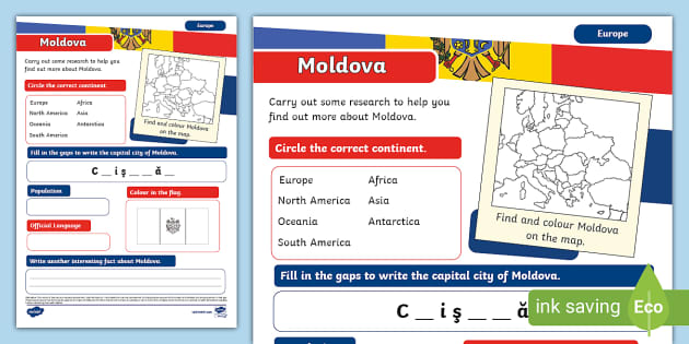Moldova Research Activity KS1 - Geography - Twinkl