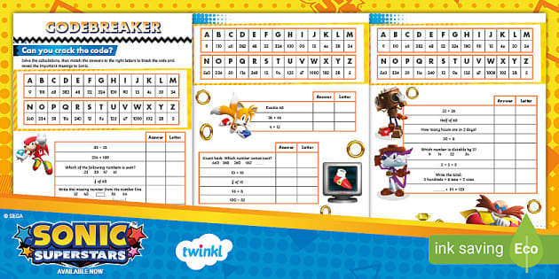 FREE! - 👉 Sonic: Codebreaker Activity [Ages 7-9] - Twinkl