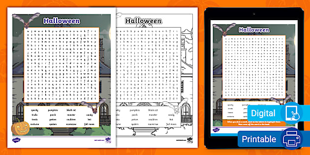 Halloween Word Search for 3rd-5th Grade