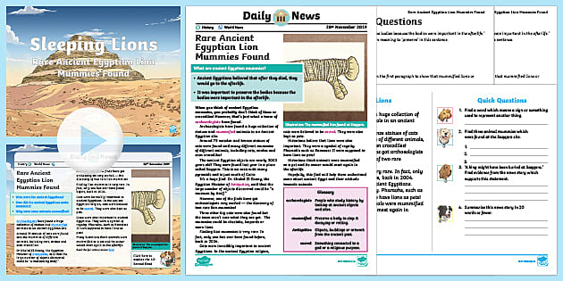 Egyptian Lion Reading Comprehension | Twinkl NewsRoom