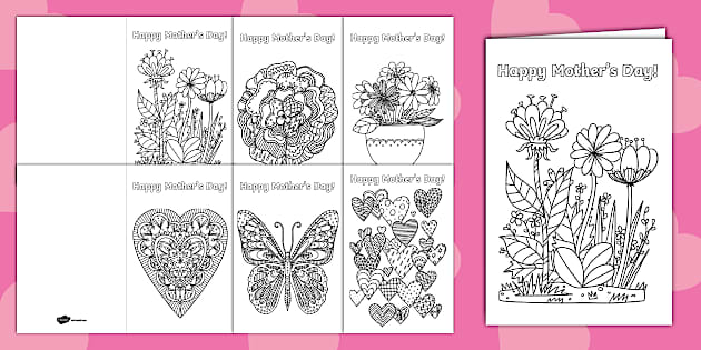 mothers day cards coloring pages