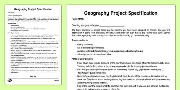 Geography Country Project Specification Checklist-Irish
