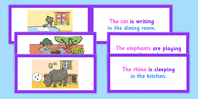 Picture Description Cards Unusual Sentences Who What Doing Where
