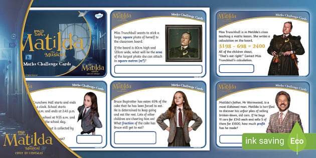 FREE! - 👉 Matilda The Musical | Maths Challenge Cards | KS2