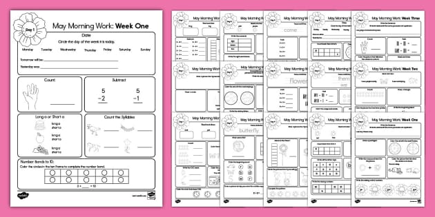 Kindergarten May Morning Work Bundle (Hecho por educadores)