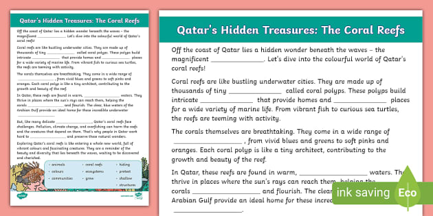 Coral Reefs in Qatar Worksheet