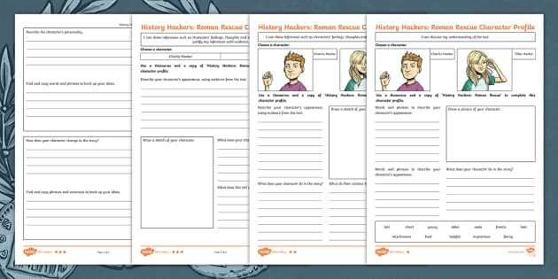 History Hackers: Roman Rescue Character Profile Differentiated Worksheet