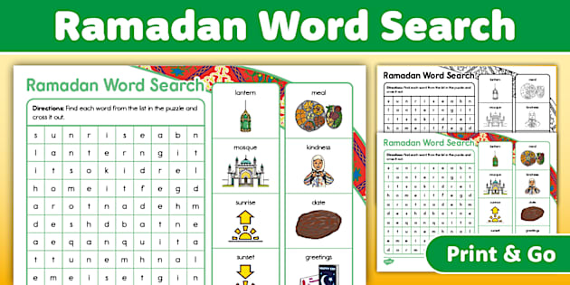 Ramadan Word Search for ELL & Special Education