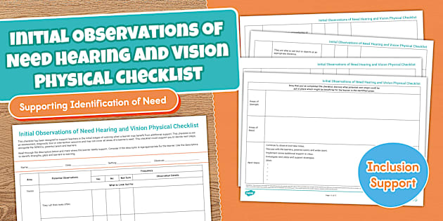Checklist for Hearing and Vision Needs