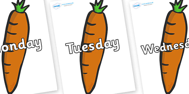 Days of the Week on Carrots (l'enseignant a fait) - Twinkl