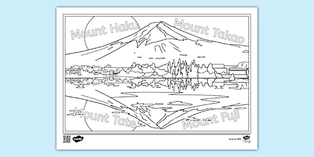 Mountains of Japan Coloring Page (teacher made) - Twinkl