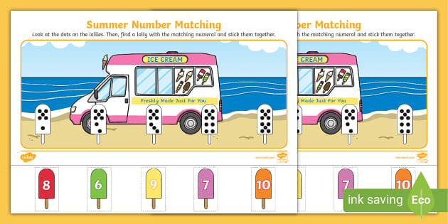 👉 Summer 6-10 Number Matching Activity (teacher made)