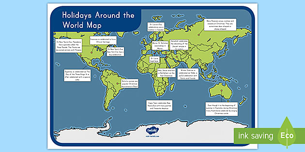 Holidays Around the World Map Template - Social Studies