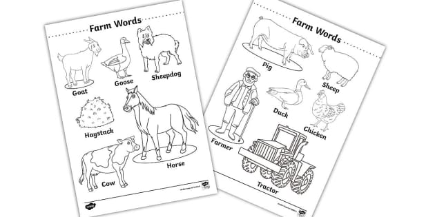 Coloriages : Les animaux de la ferme - Anglais LV - Twinkl