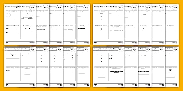Third Grade October Morning Work Bundle - Twinkl