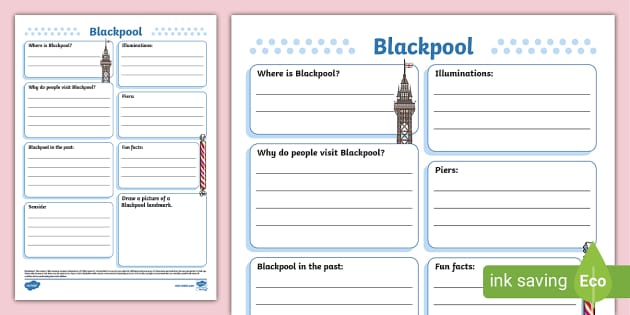 Blackpool Fact File Template, Blackpool (teacher made)