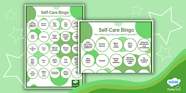 Home Education Self Care Bingo
