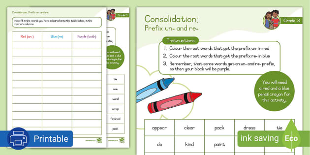 Prefix un- and re- Consolidation Assessment Sheet