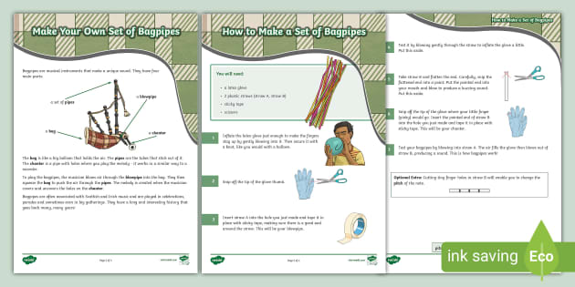 👉 Make Your Own Set of Bagpipes (teacher made) - Twinkl