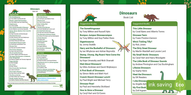 Dinosaurs Book Lists | Communication and Language | Twinkl