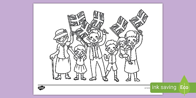 KS1 VE Day Colouring Page (teacher made) - Twinkl
